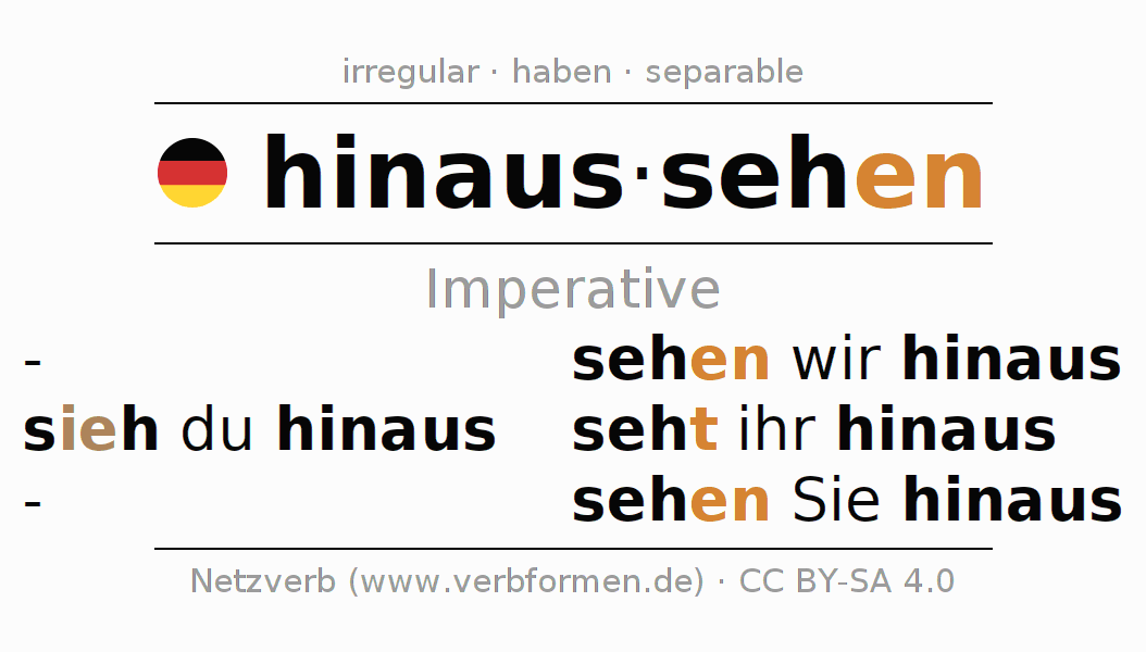 Imperative German "hinaussehen" - All forms of verb, rules, examples ...