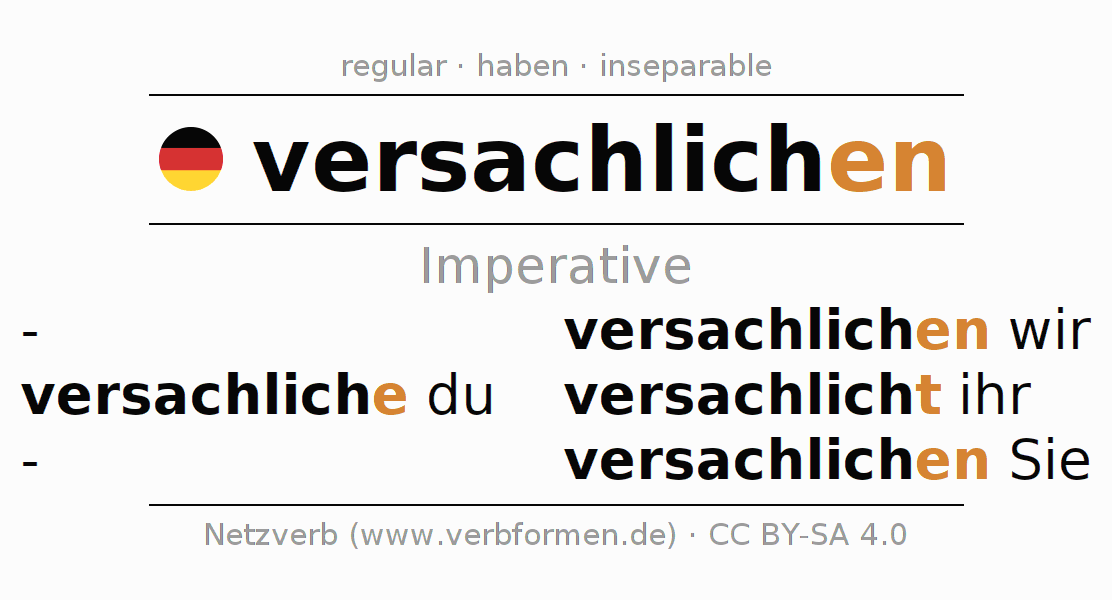 Imperative German "versachlichen" - All forms of verb, rules, examples ...