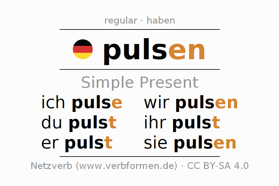 Present German "pulsen" - All forms of verb, rules, examples | Netzverb ...