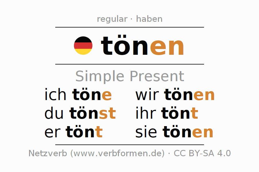Present German "tönen" - All forms of verb, rules, examples | Netzverb ...