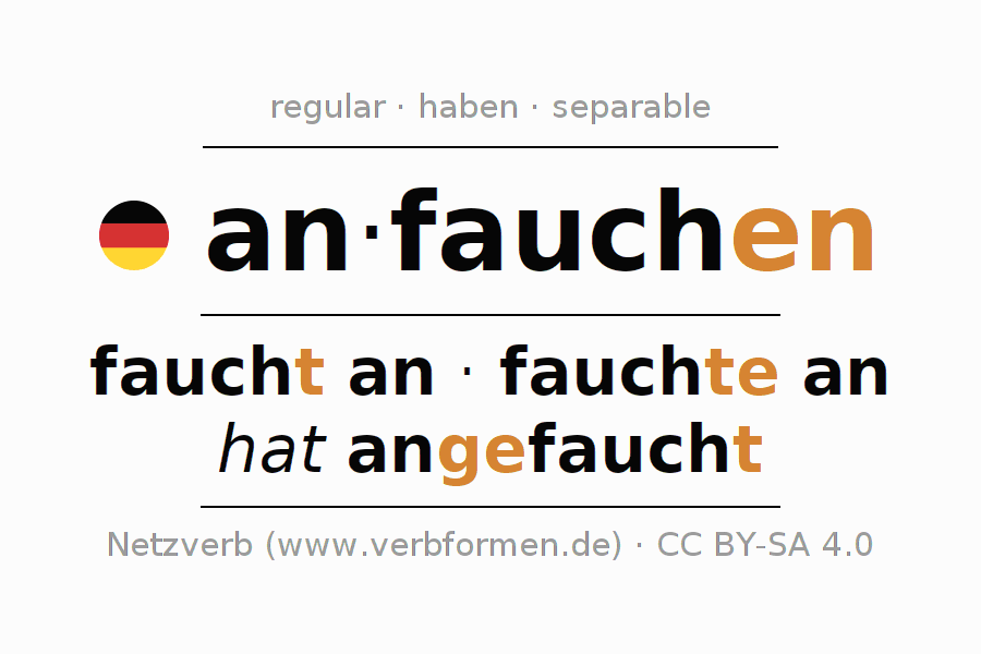 Conjugation German "anfauchen" - All forms of verb, examples, rules ...