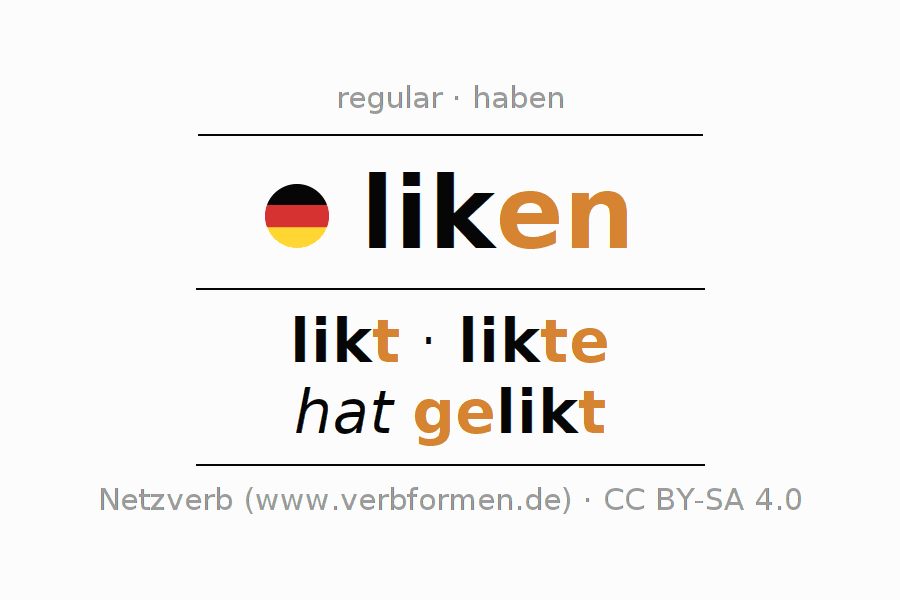 Present German "liken" - All forms of verb, rules, examples | Netzverb ...