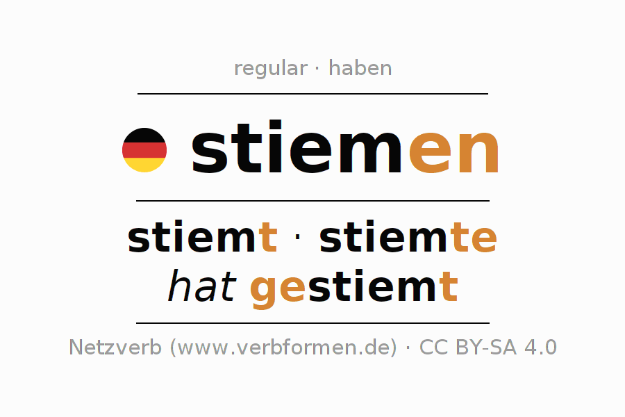 Conjugation German "stiemen" - All forms of verb, examples, rules ...