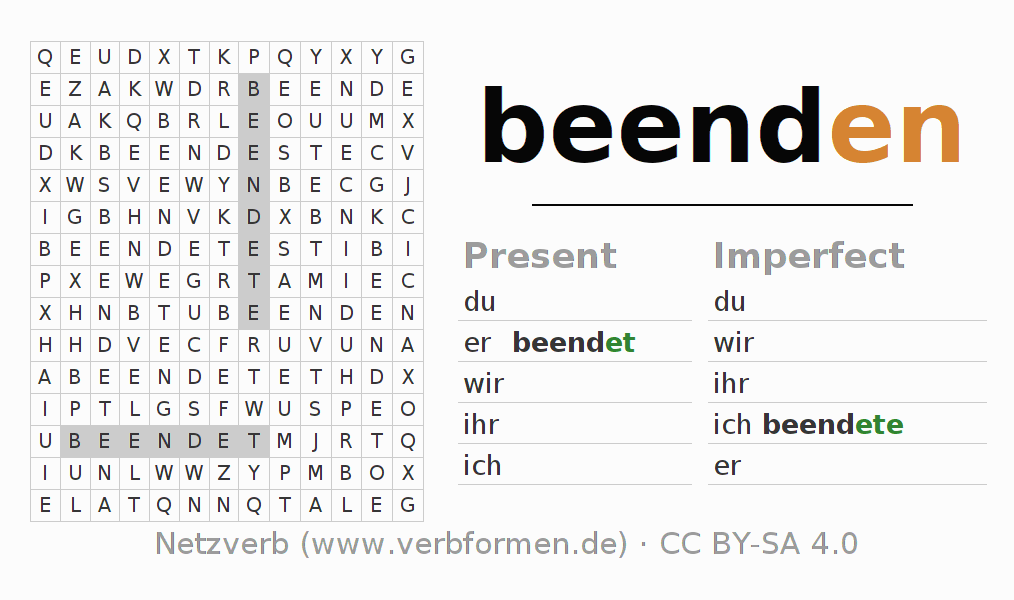 Worksheets German "beenden" - Exercises, downloads for learning ...