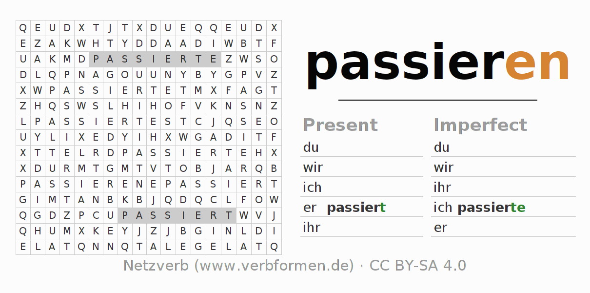 Worksheets German "passieren (ist)" - Exercises, downloads for learning ...