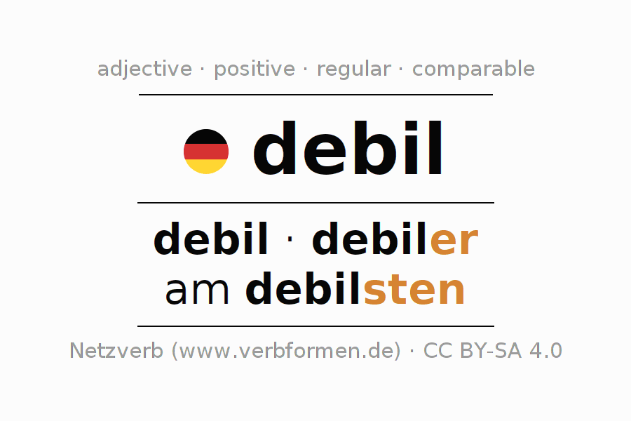 Declension and comparison German "debil" - All cases of adjective ...