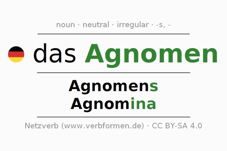 Declension German "Agnomen" - All cases of the noun, plural, article ...