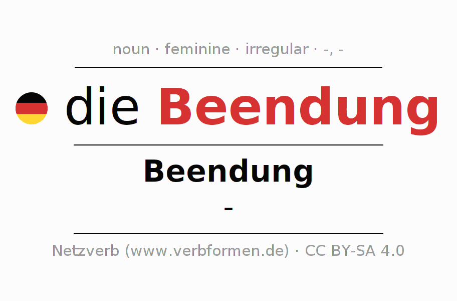 Declension German "Beendung" - All cases of the noun, plural, article ...