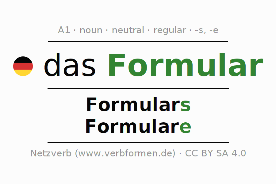 Declension German "Formular" - All cases of the noun, plural, article ...