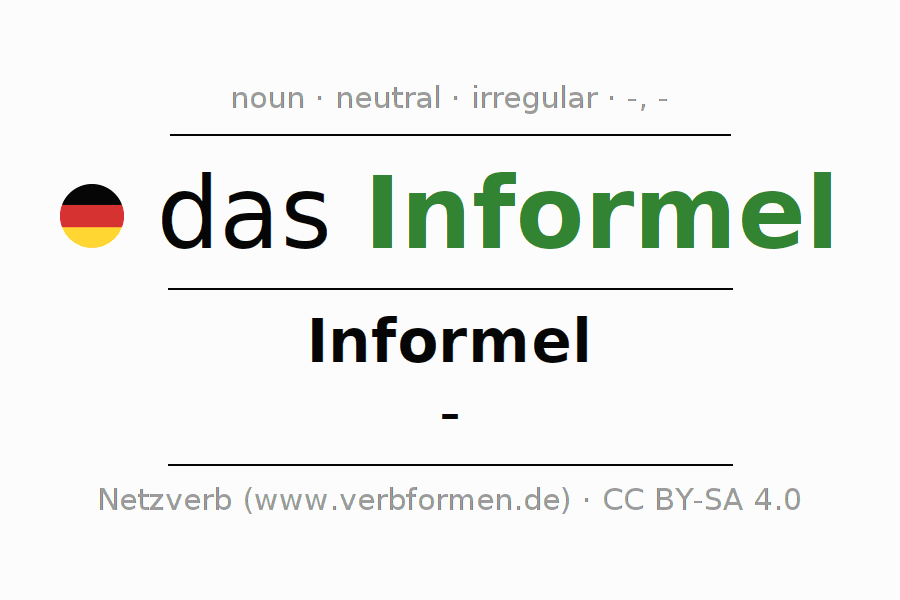 Declension German "Informel" - All cases of the noun, plural, article ...