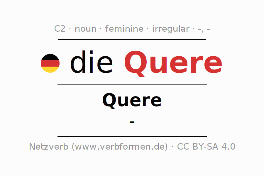 Declension German "Quere" - All cases of the noun, plural, article ...