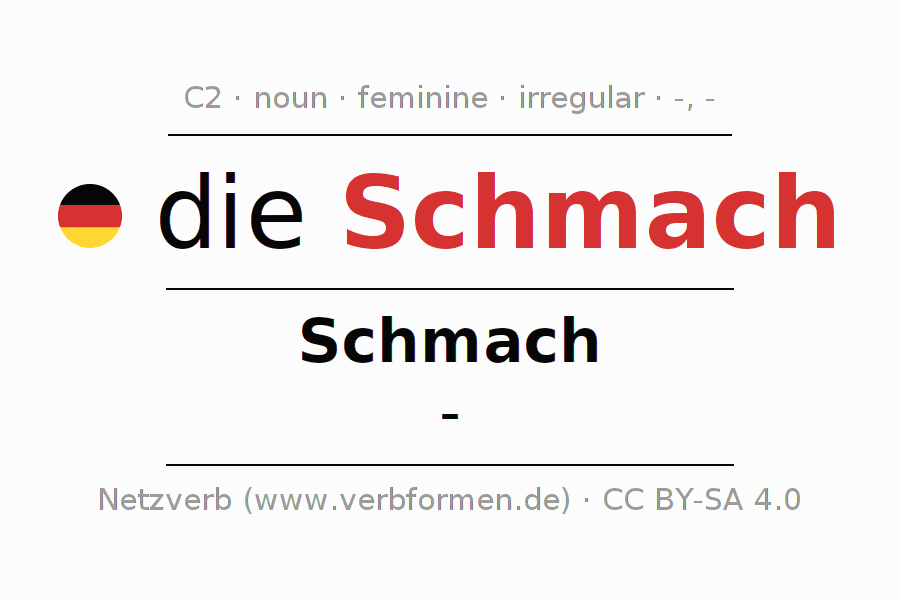 Declension German "Schmach" - All cases of the noun, plural, article ...
