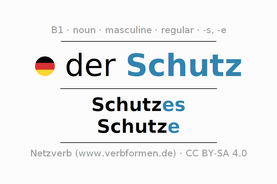 Declension German "Schutz" - All cases of the noun, plural, article ...